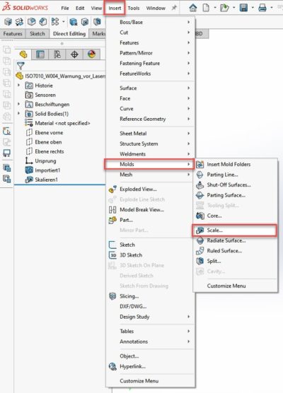 Warning signs in native CAD format - SWXHelper für Solidworks